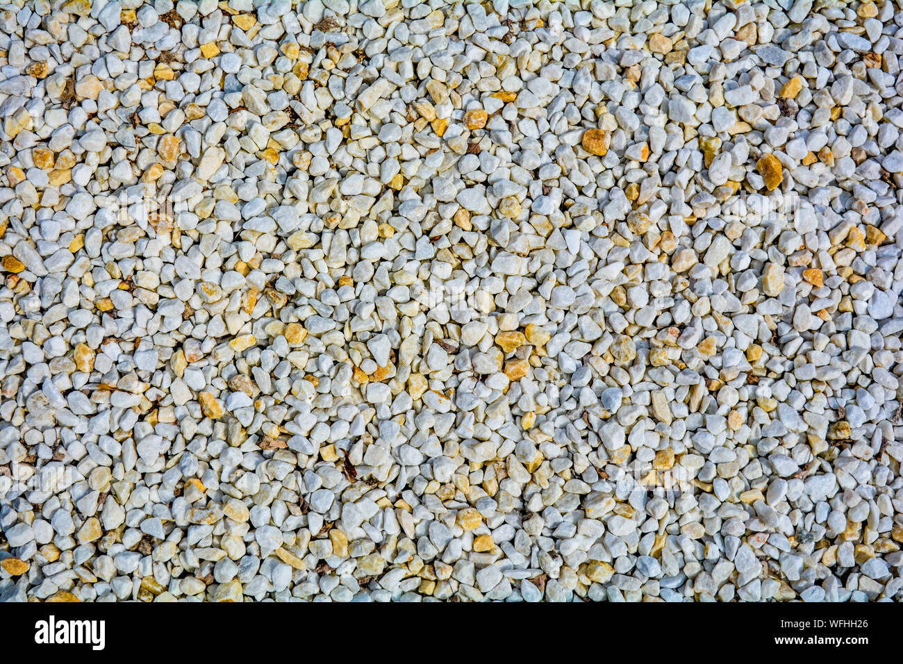 Small White and yellow pebble background. Top view of white and yellow ...
