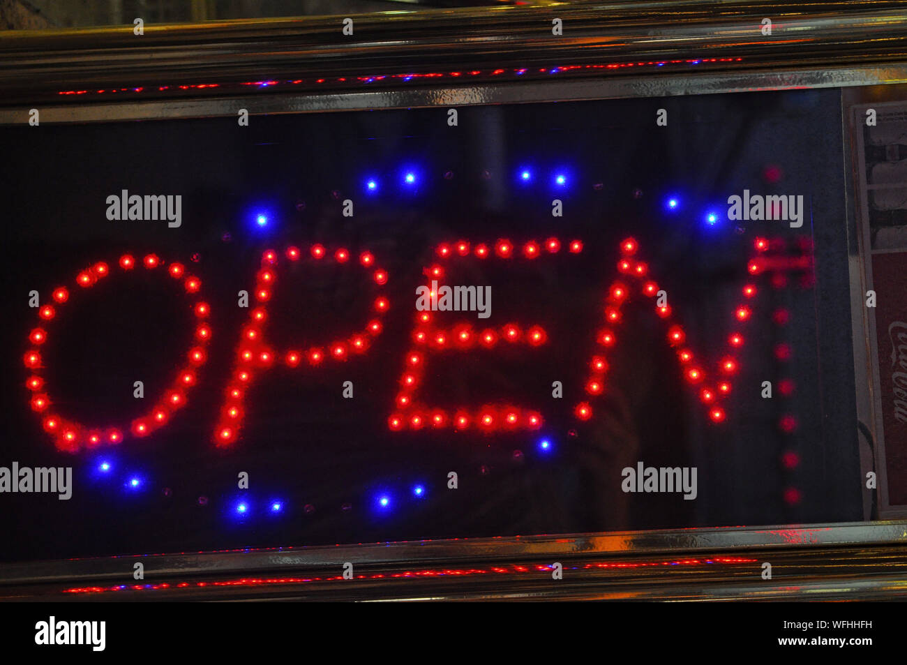 Open neon sign hi-res stock photography and images - Alamy