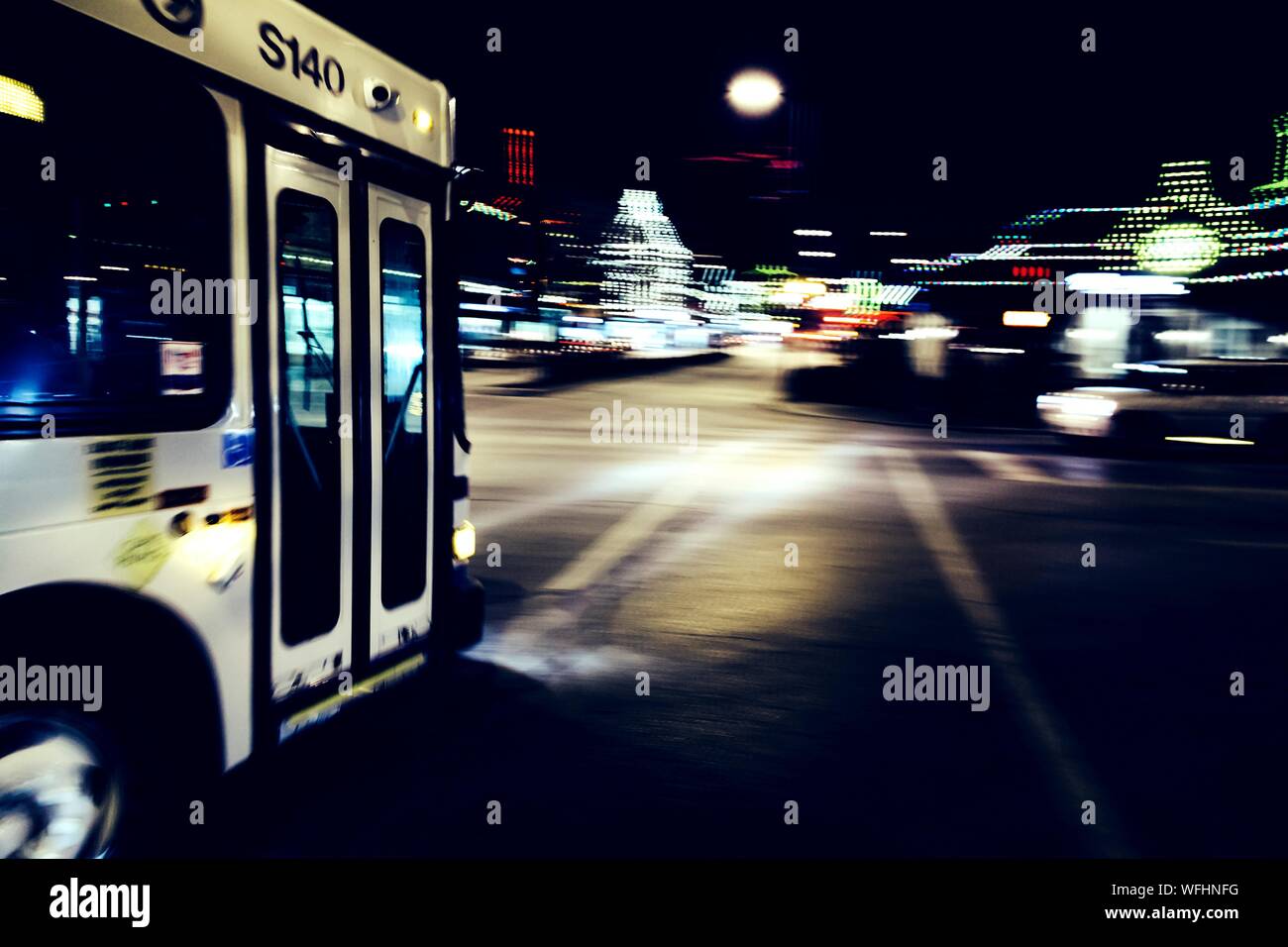 City Bus At Night Stock Photo - Alamy