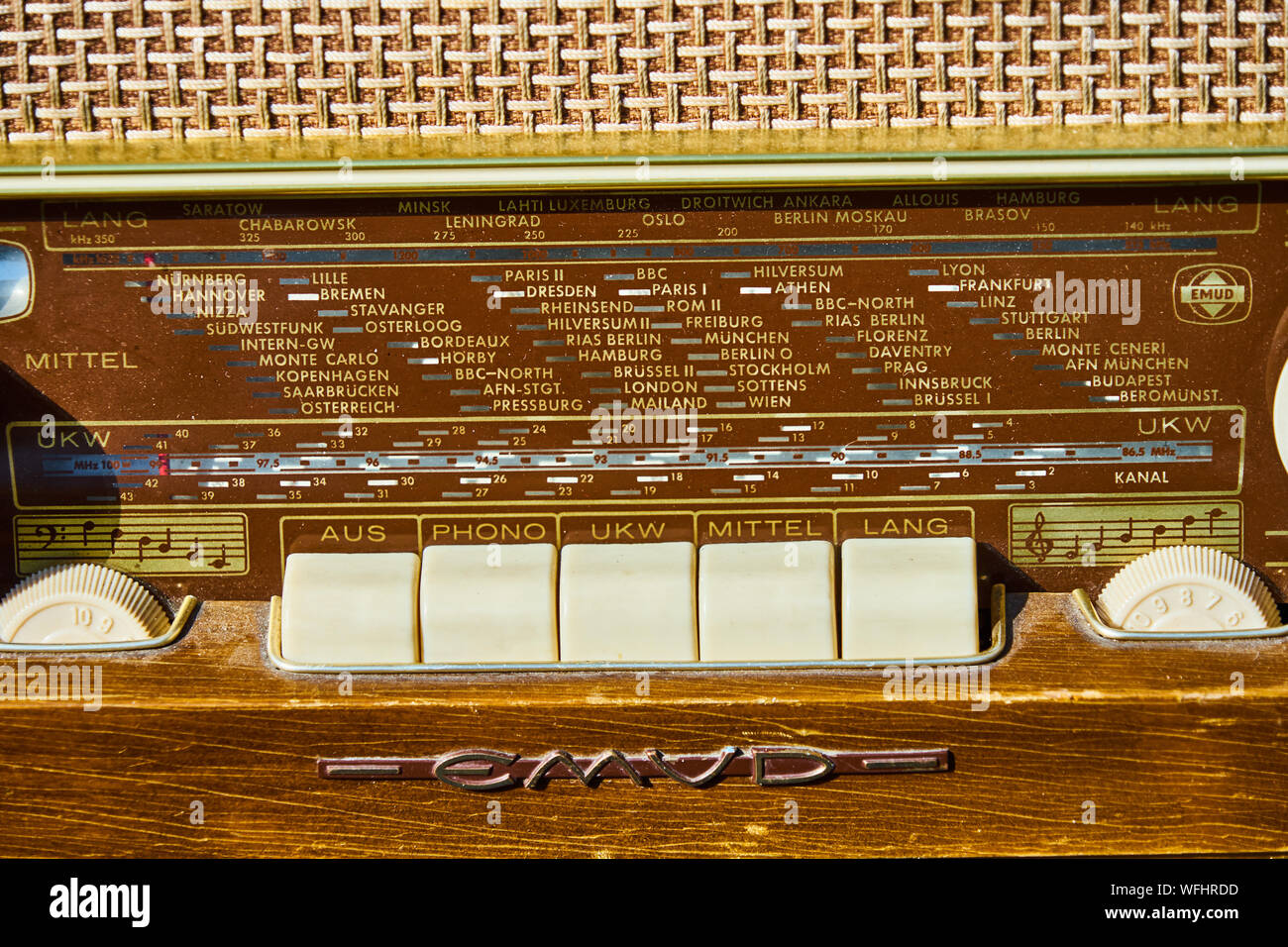 Hannover, Germany, August 24., 2019: Close-up of an old analog tube ...