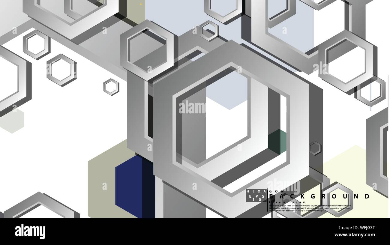 Abstract geometric background with hexagon cold color composition ...
