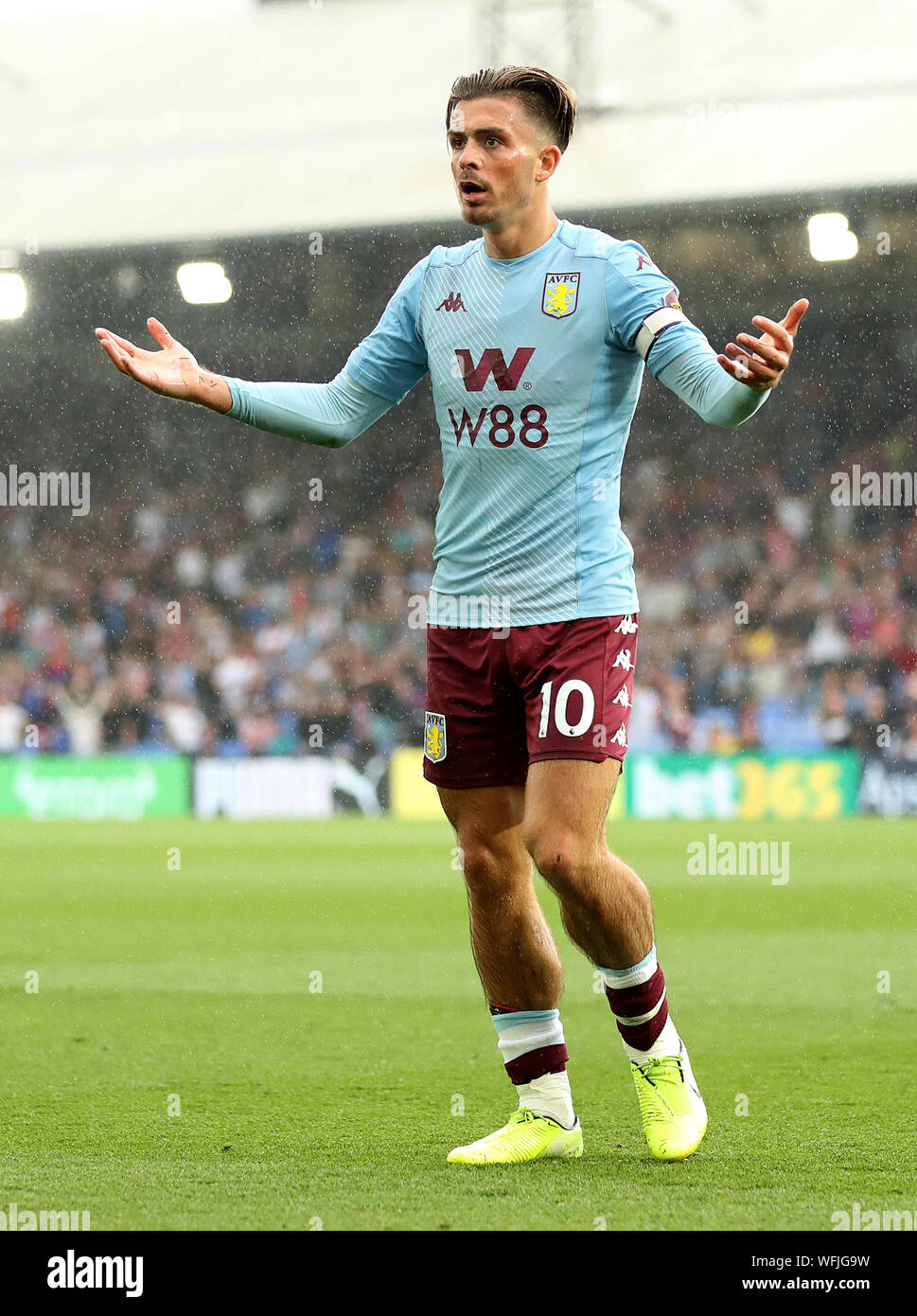 Aston Villa's Jack Grealish reacts after his goal is disallowed during ...