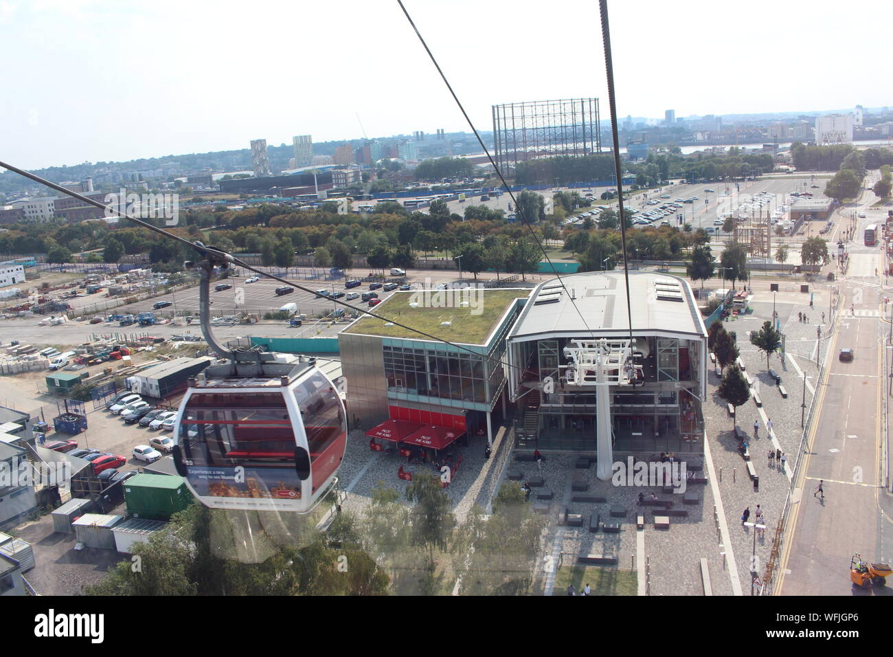 An aerial view from the Emirates cable car of the cable car terminal ...