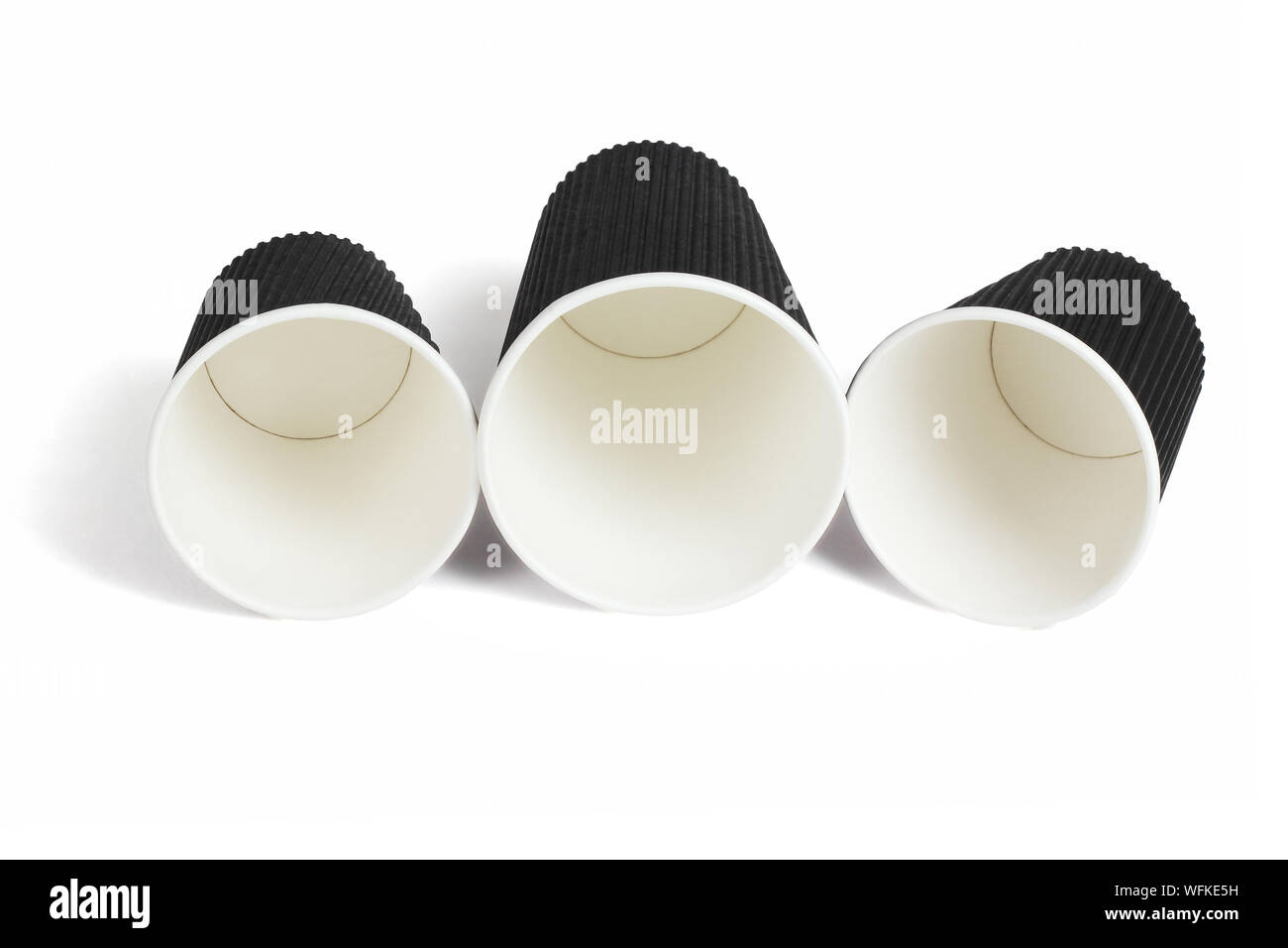 Three Disposable Black Paper Cups Arranged on White Background Stock ...