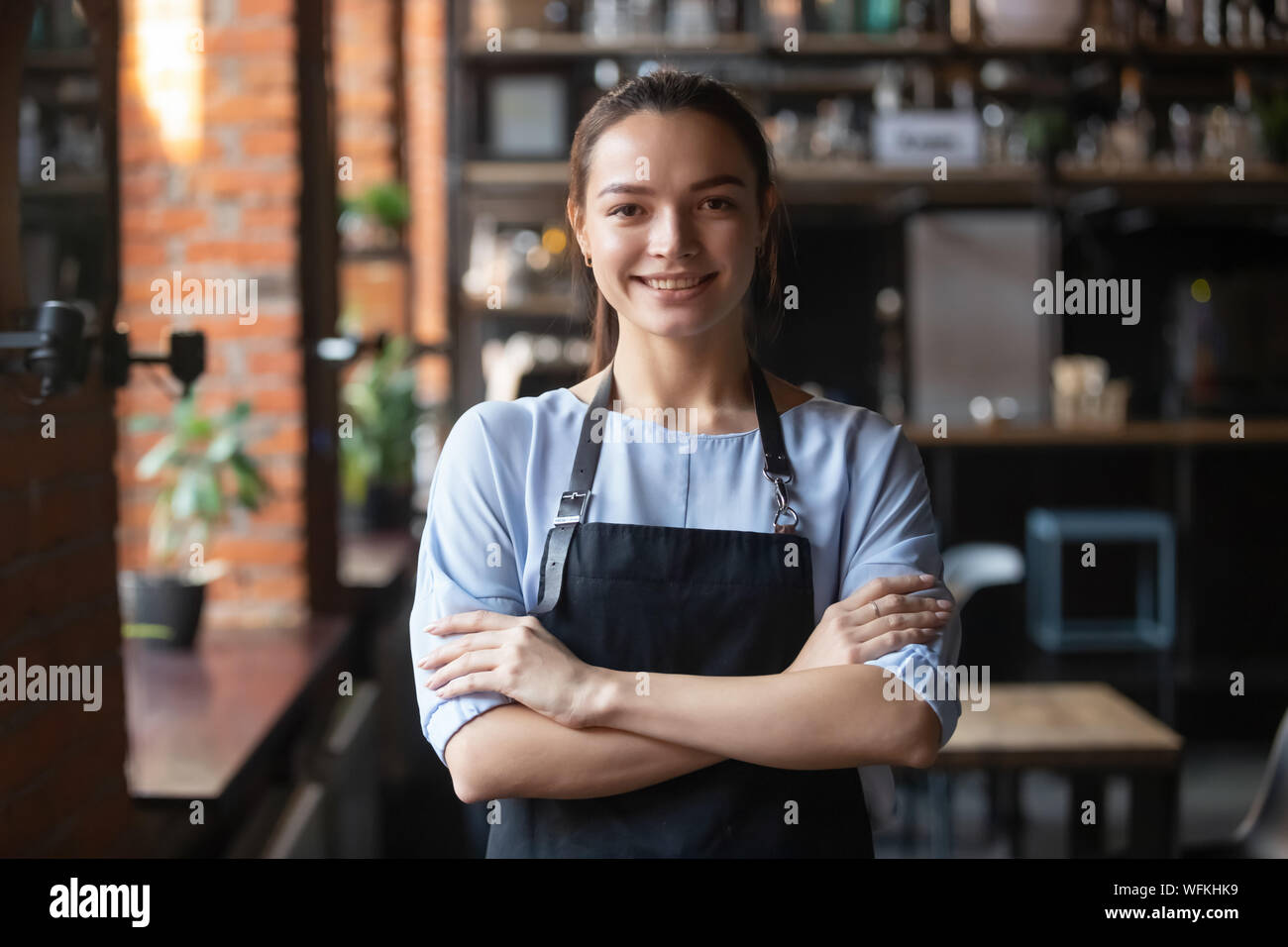 Woman cafe restaurant waitress cafeteria hi-res stock photography and ...