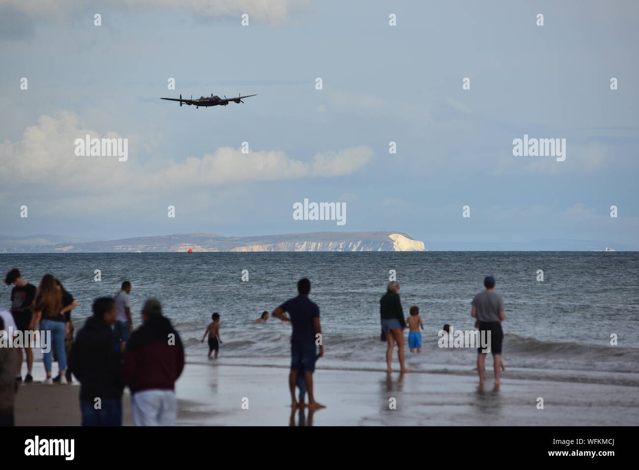 RAF Lancaster bomber flypast at the Bournemouth Air Festival, 2019 ...