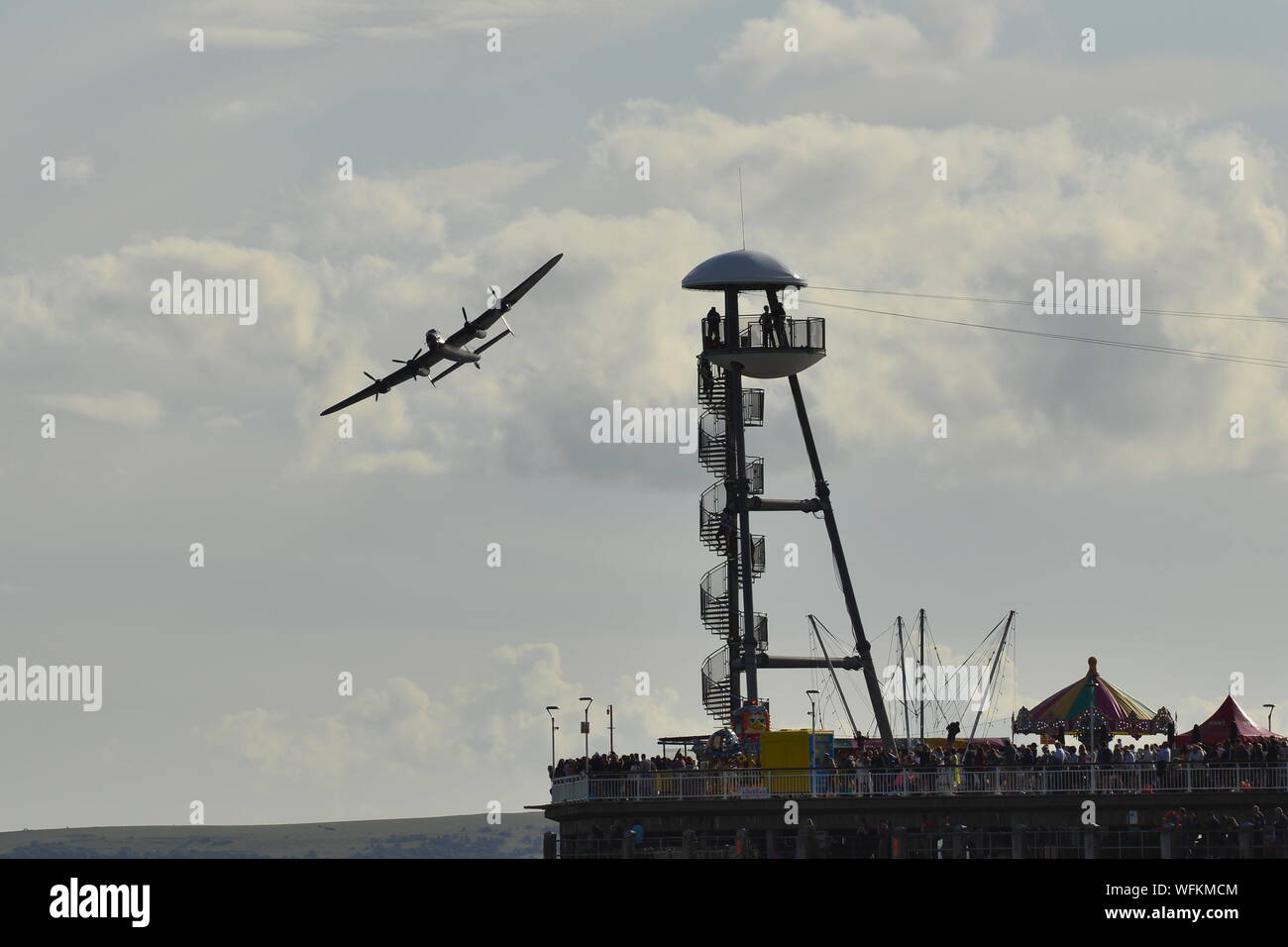 RAF Lancaster bomber flypast at the Bournemouth Air Festival, 2019 ...