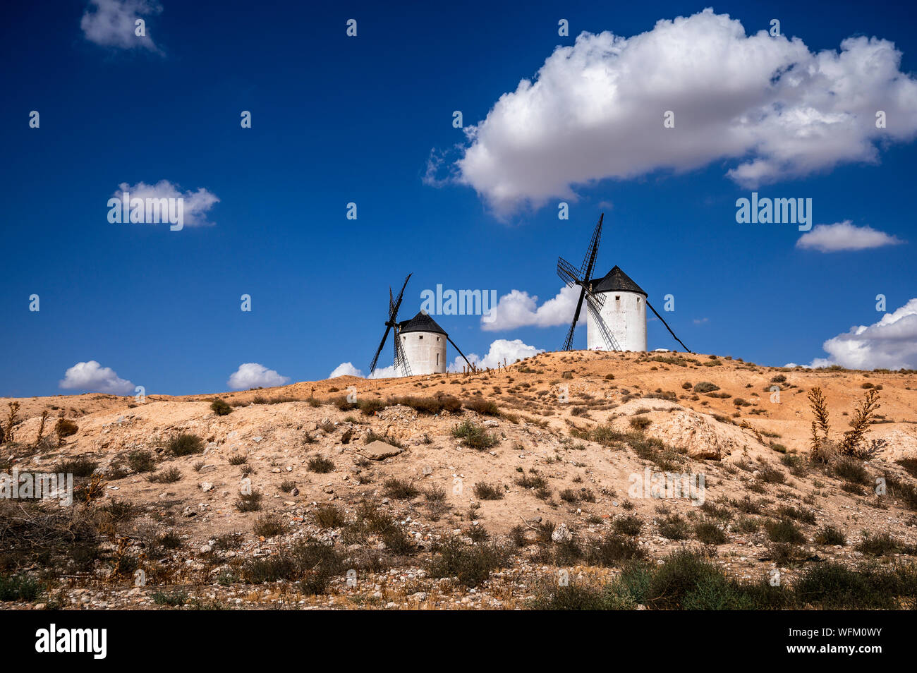 Windmills of Don Quijote in La Mancha Tembleque Spain Stock Photo - Alamy