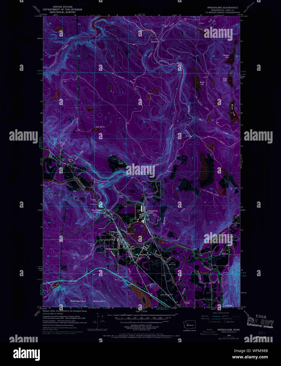 Map of snoqualmie hi-res stock photography and images - Alamy