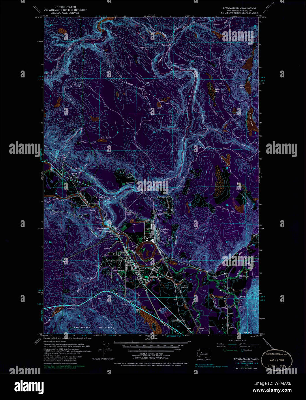 Snoqualmie map hi-res stock photography and images - Alamy