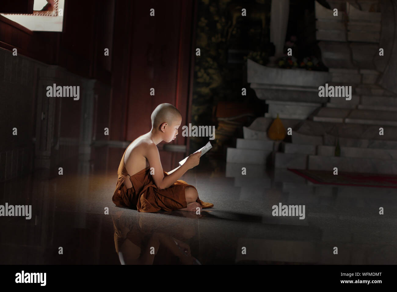 One temple and one monk High Resolution Stock Photography and Images ...