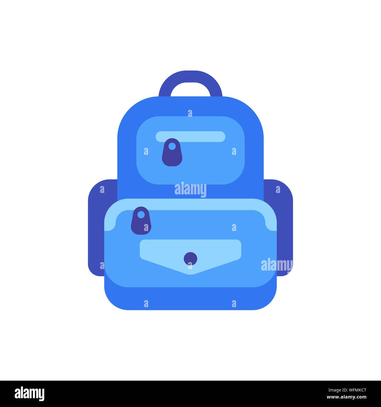 Blue school kid backpack flat icon. Back to school illustration Stock ...