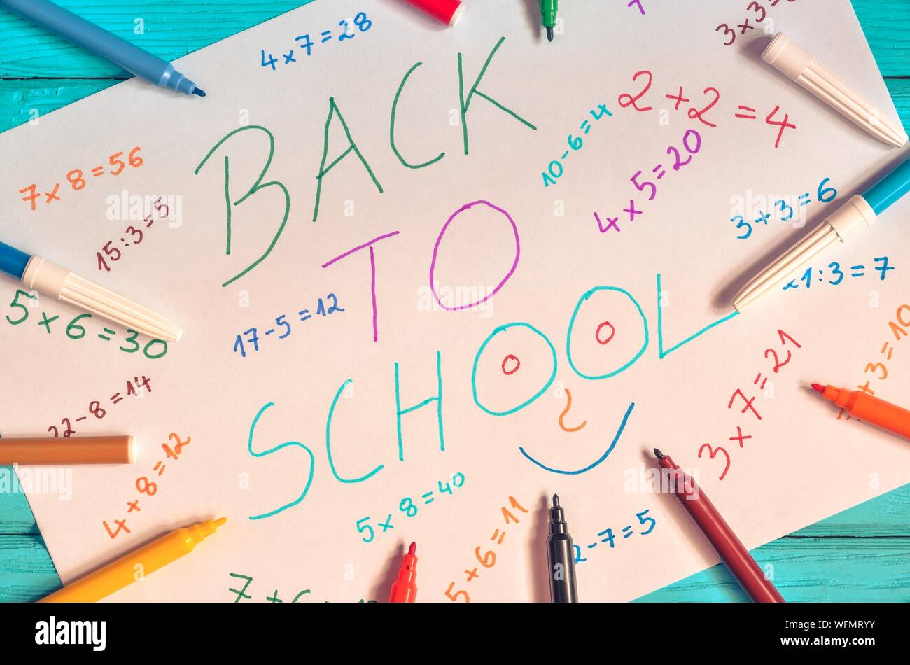 Creative idea depicting the return of children to school. School ...