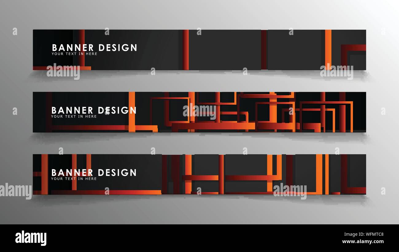 Abstract geometric and rectangular pattern banners with orange ...
