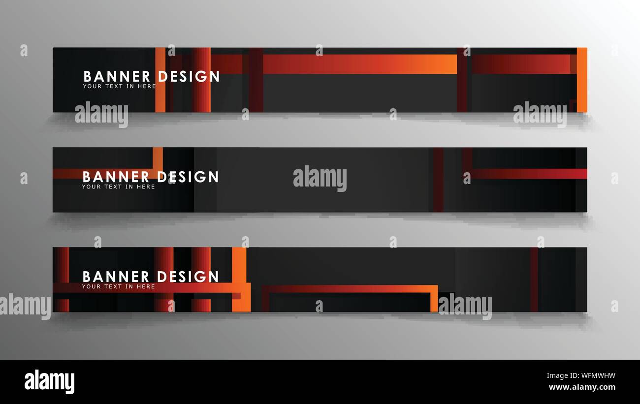 Abstract geometric and rectangular pattern banners with orange ...