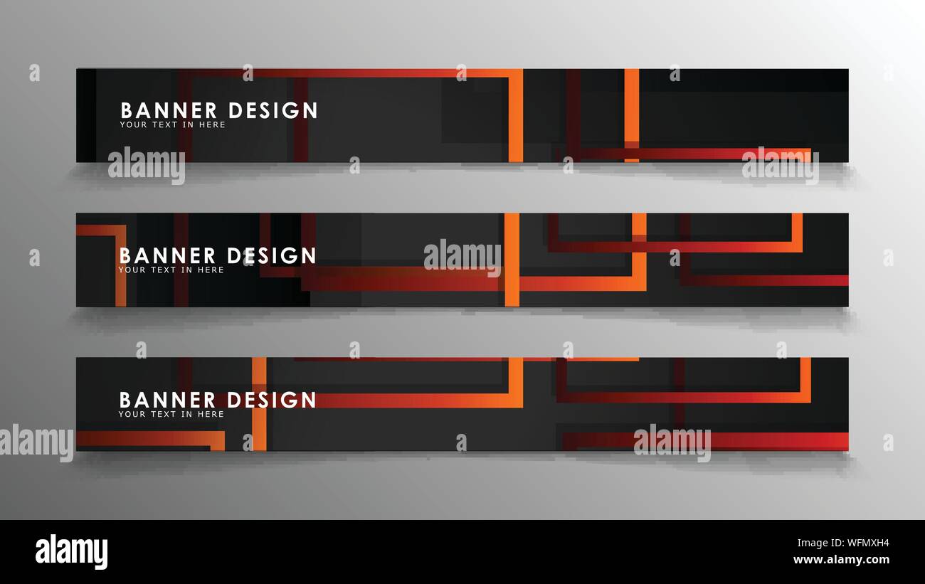 Abstract geometric and rectangular pattern banners with orange ...
