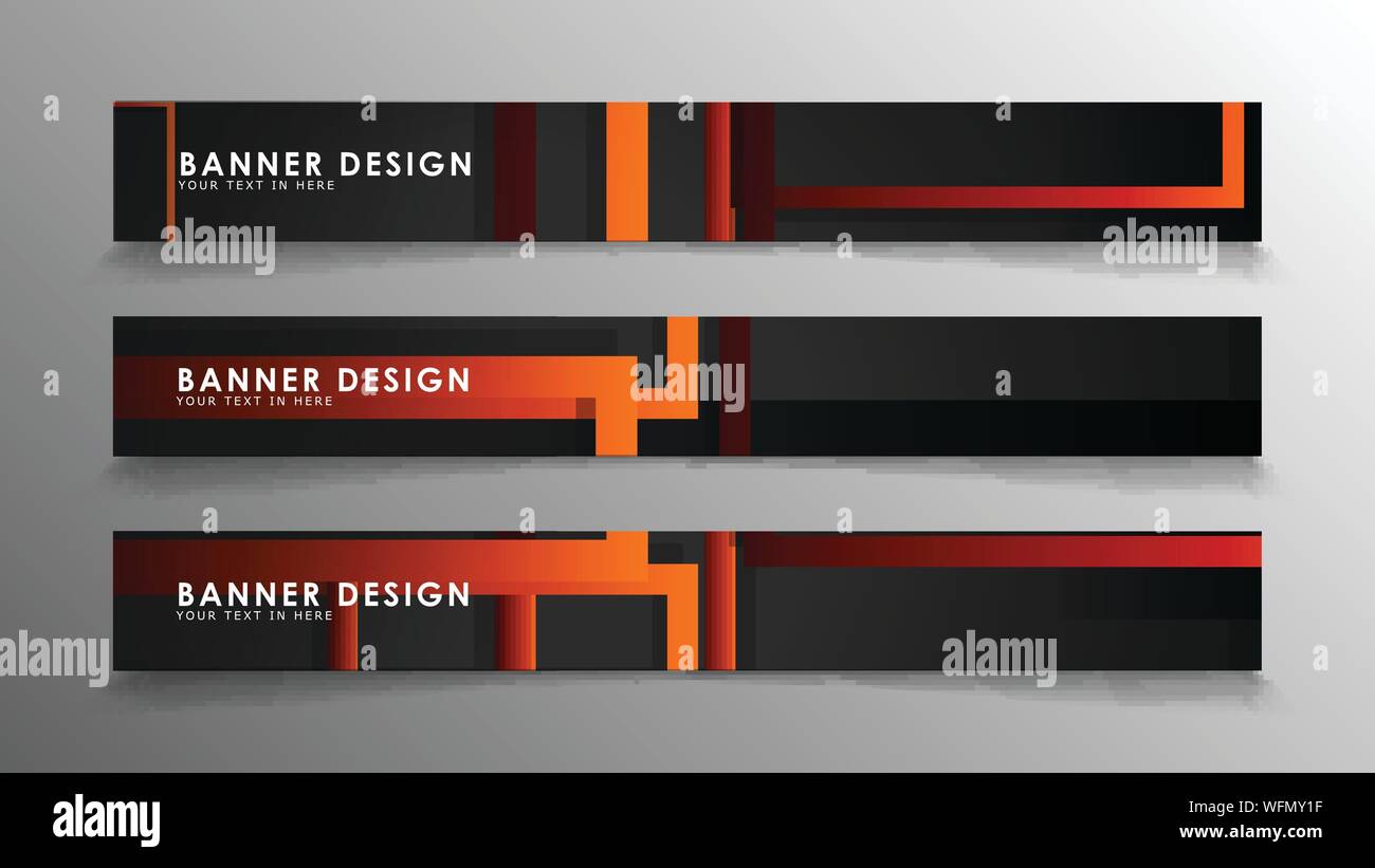 Abstract geometric and rectangular pattern banners with orange ...