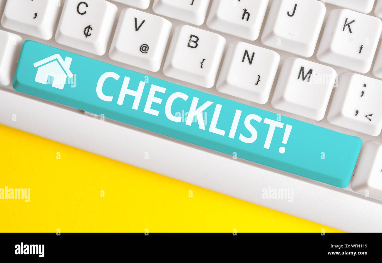 Text sign showing Checklist. Business photo showcasing list items ...