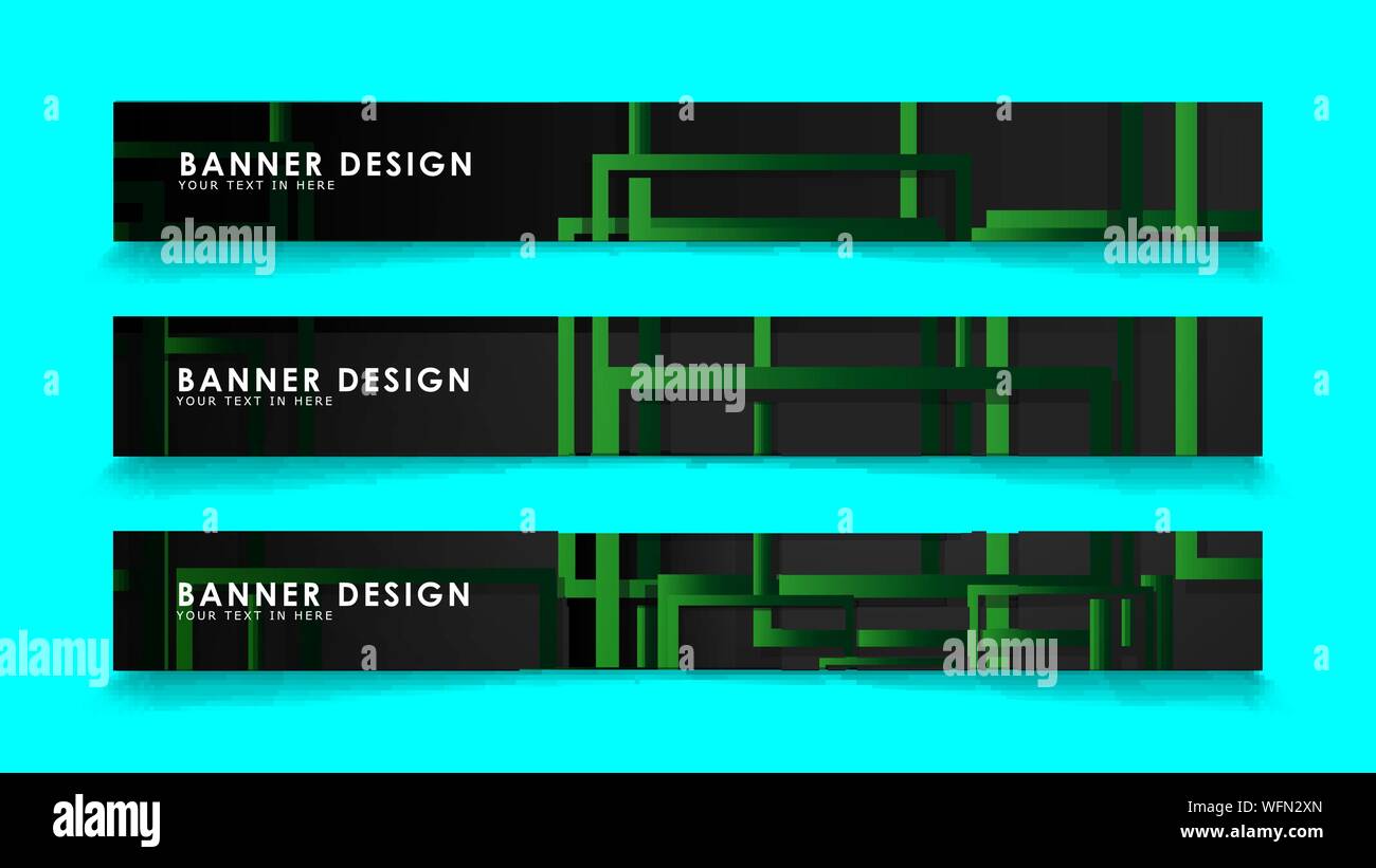 Abstract geometric and rectangular pattern banners with green gradients ...