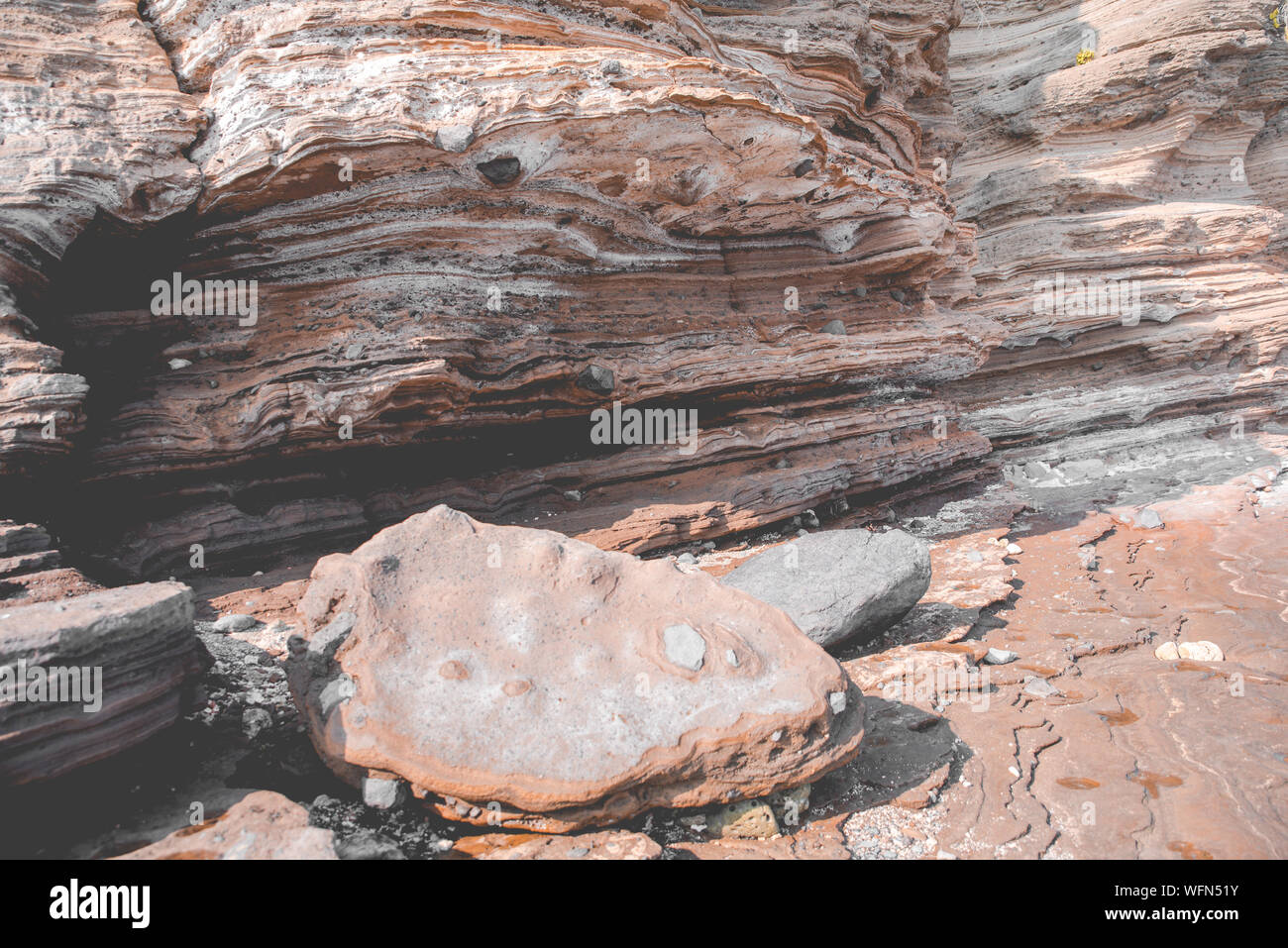 Wavy lines of rock formation of Animasola Island at Masbate ...