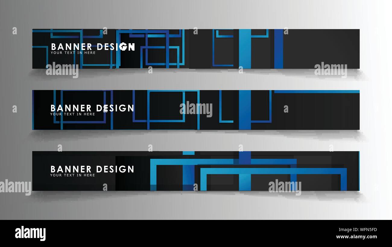 Abstract geometric and rectangular pattern banners with blue gradients ...