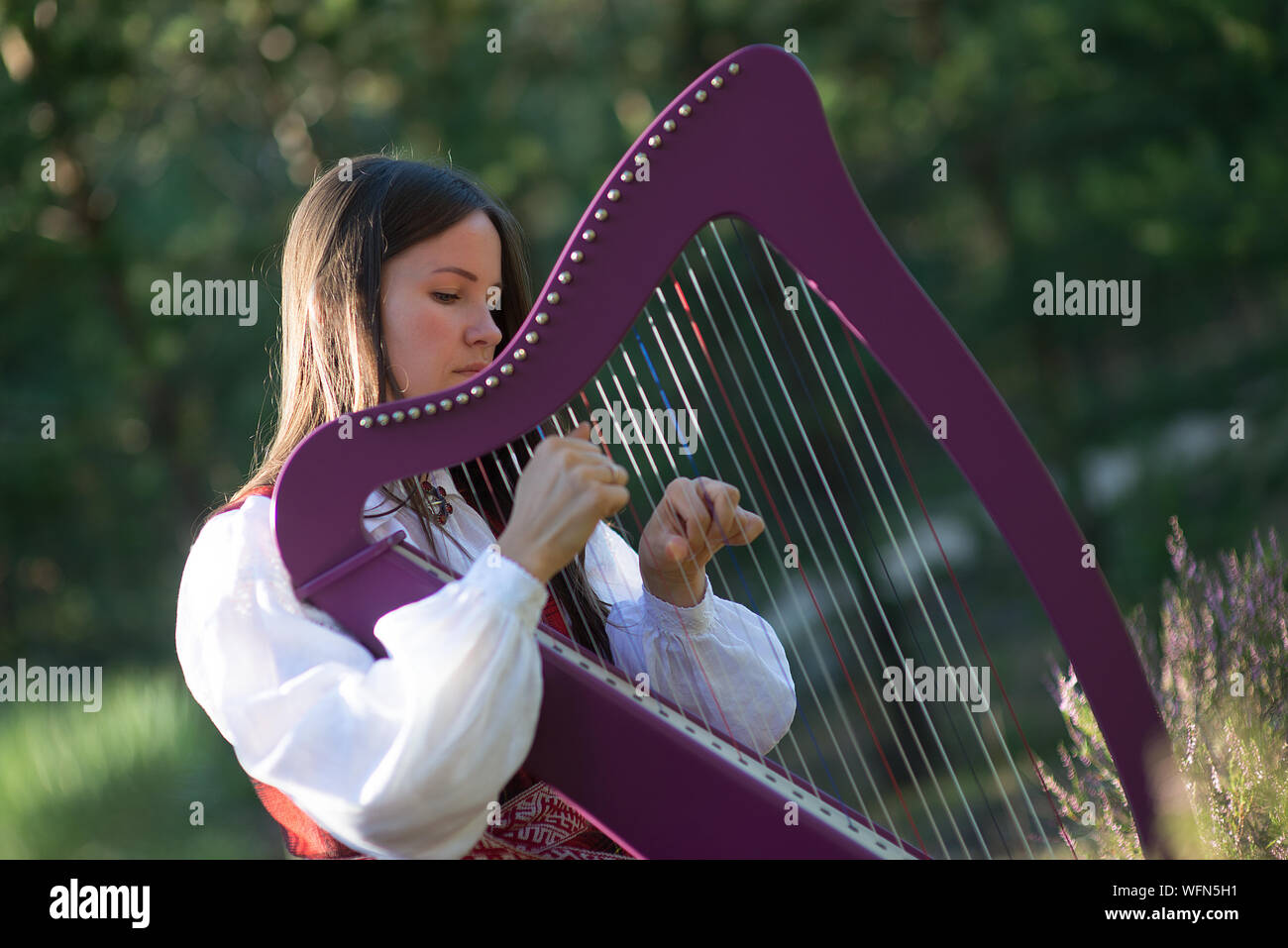 Person playing harp hi-res stock photography and images - Alamy