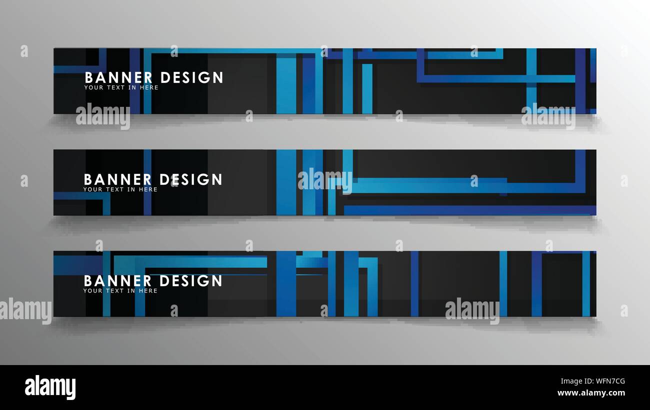 Abstract geometric and rectangular pattern banners with blue gradients ...