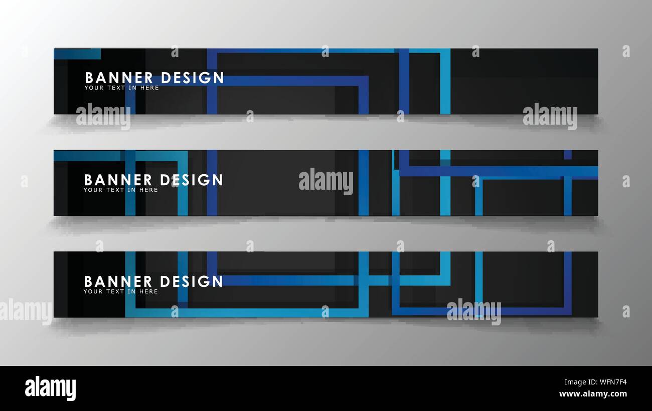 Abstract geometric and rectangular pattern banners with blue gradients ...