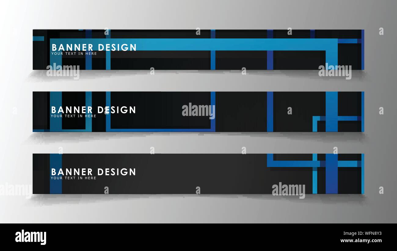 Abstract geometric and rectangular pattern banners with blue gradients ...