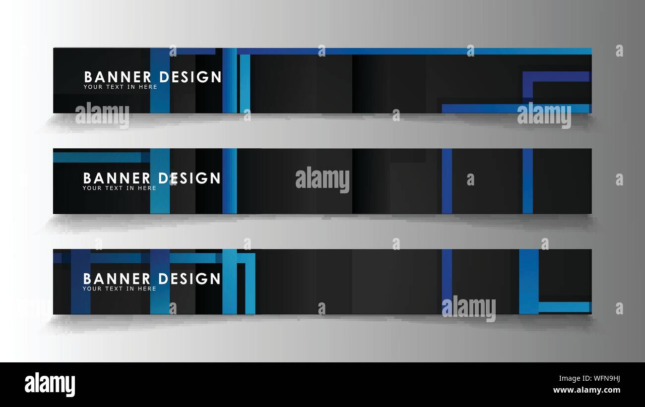 Abstract geometric and rectangular pattern banners with blue gradients ...