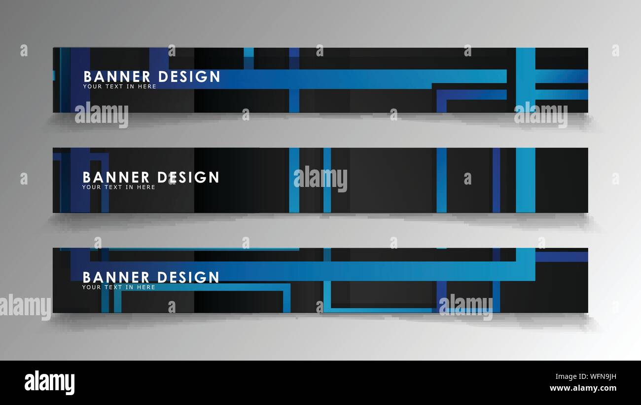 Abstract geometric and rectangular pattern banners with blue gradients ...