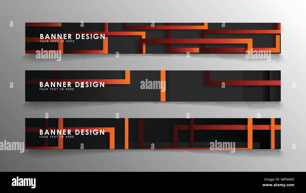 Abstract geometric and rectangular pattern banners with orange ...