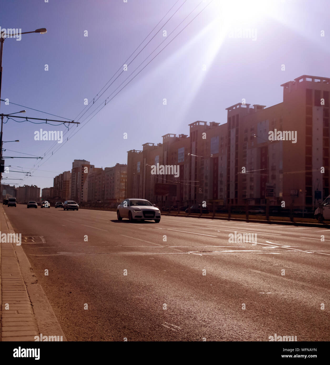 empty wide road in a modern city. photo with copy space Stock Photo - Alamy