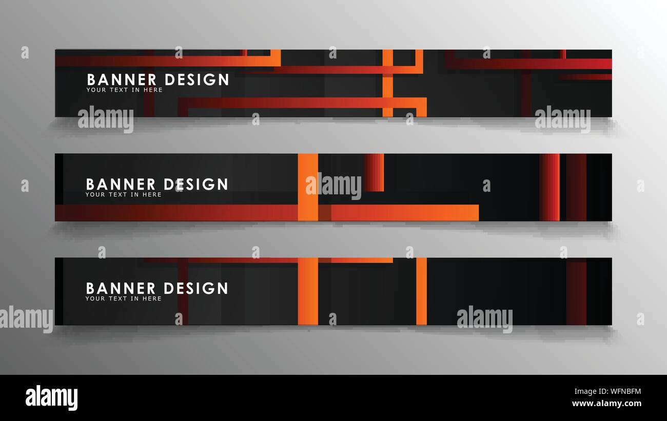 Abstract geometric and rectangular pattern banners with orange ...