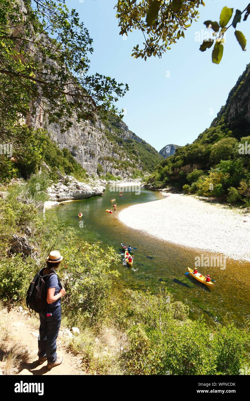 France, Ardeche, Sauze, Ardeche Gorges natural national reserve, Female ...