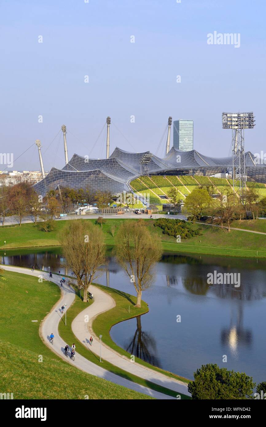 Germany, Bavaria, Munich, Olympic Park ((Olympiapark) with the Olympic ...
