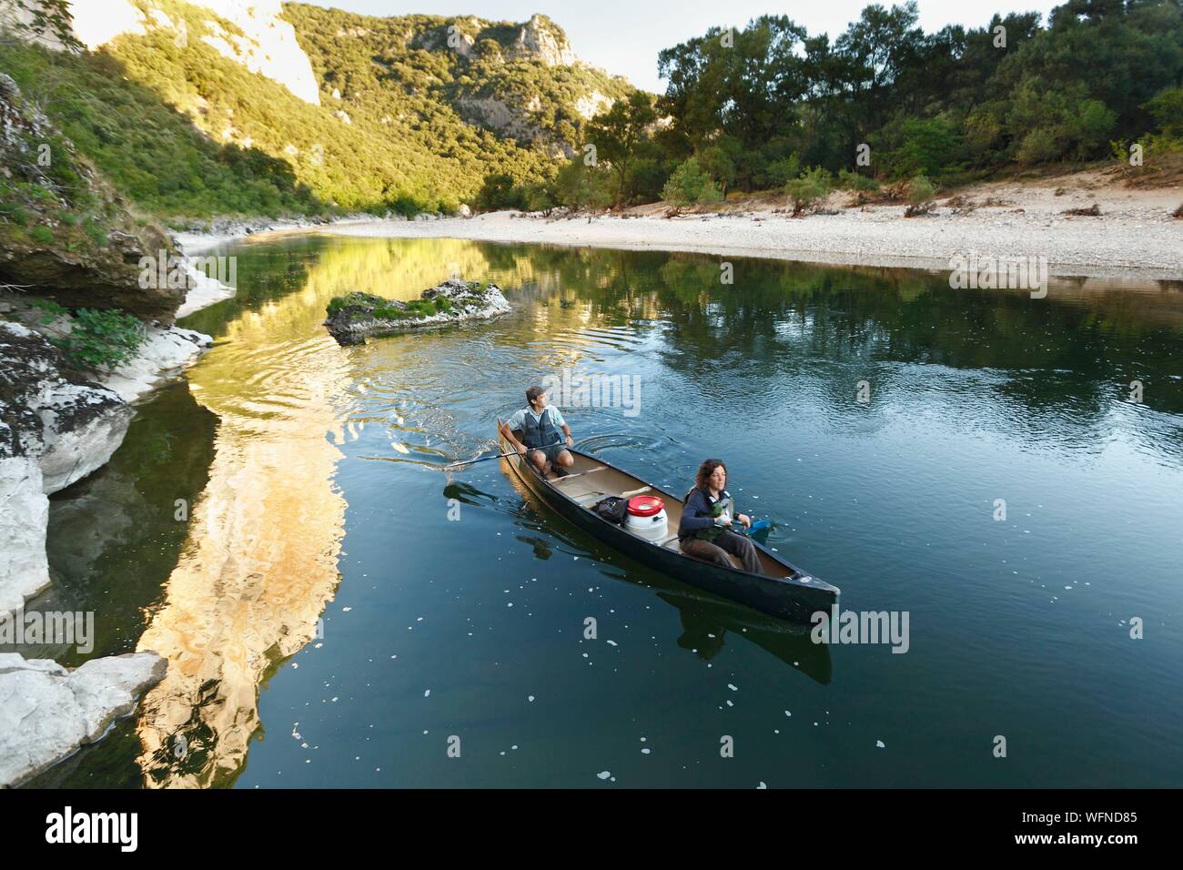 France, Ardeche, Ardeche Gorges National Natural Reserve, Sauze, a gard ...