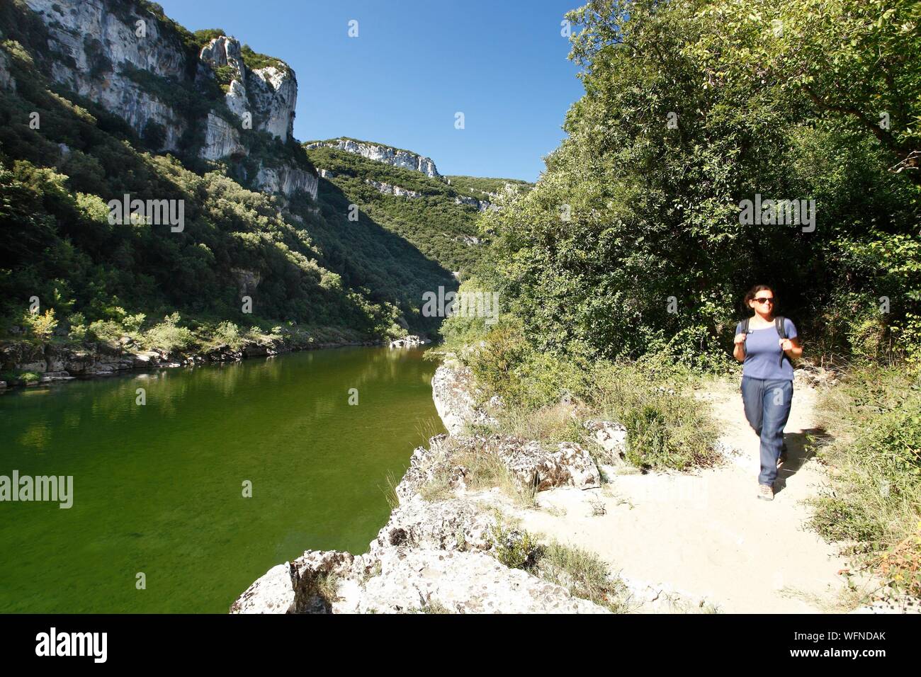 France, Ardeche, Sauze, Ardeche Gorges natural national reserve, Female ...