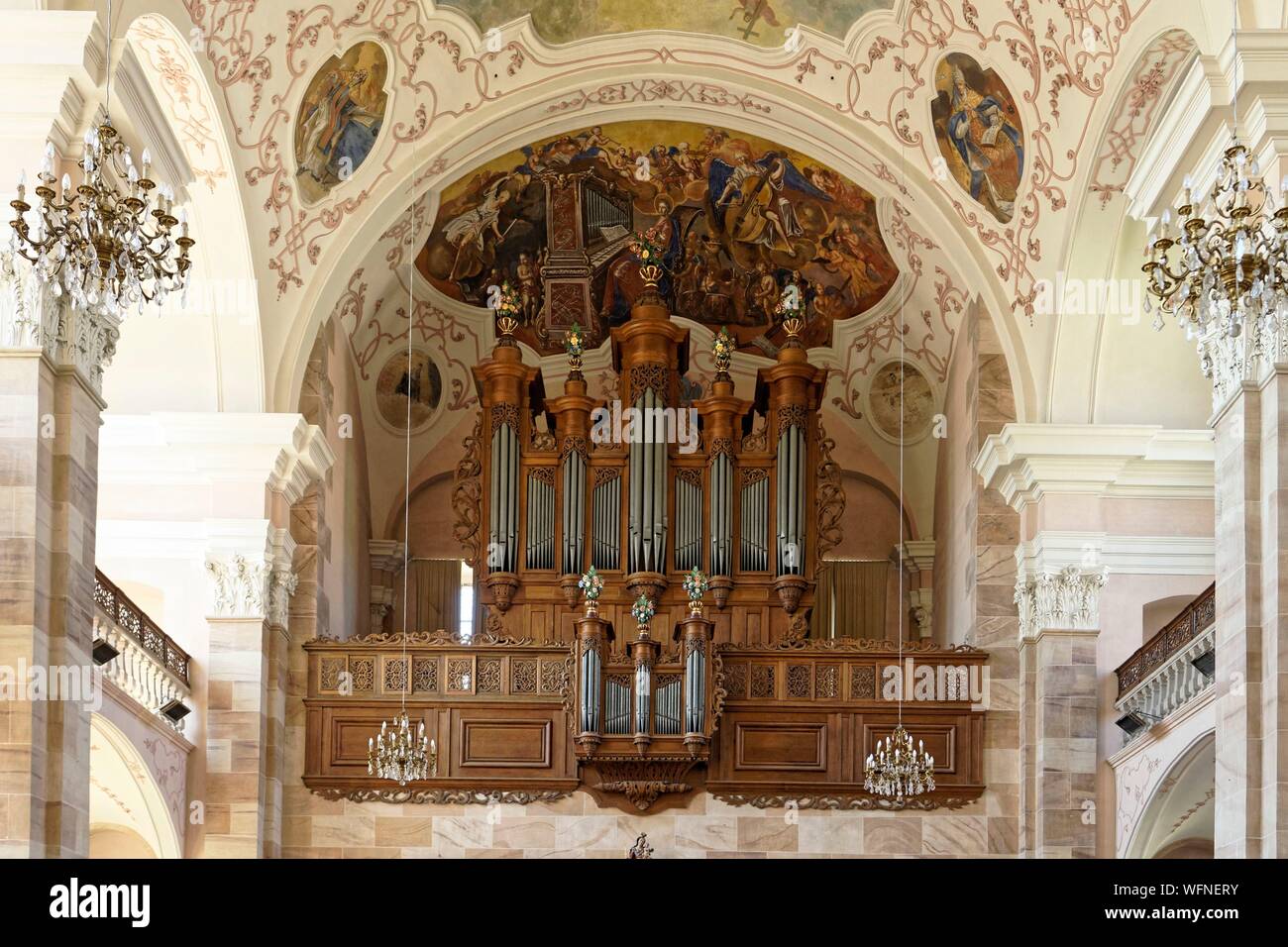 France, Bas Rhin, the Ried, Ebersmunster, Saint Maurice abbey church ...