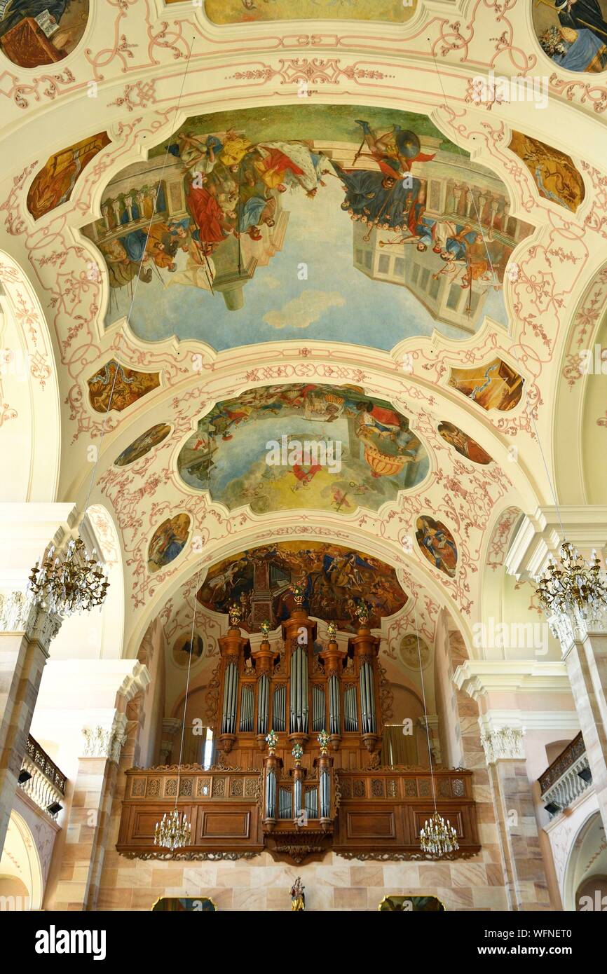 France, Bas Rhin, the Ried, Ebersmunster, Saint Maurice abbey church ...