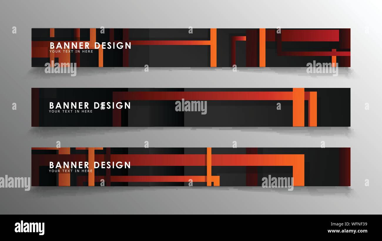 Abstract geometric and rectangular pattern banners with orange ...