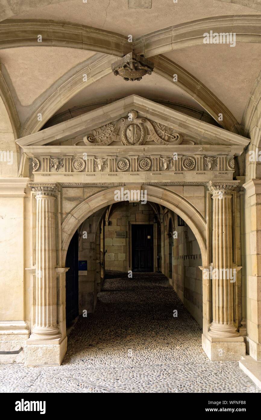 Switzerland, Geneva, old city, city hall, the entrance porch of the ...