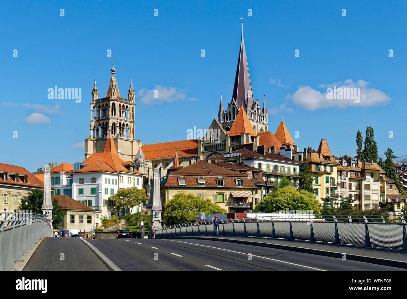 Switzerland, Canton of Vaud, Lausanne, city center, Notre Dame ...