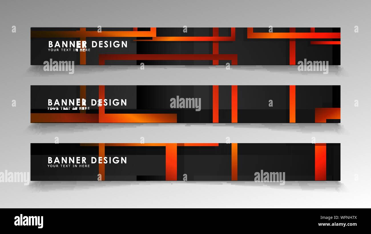 Abstract geometric and rectangular pattern banners with orange ...