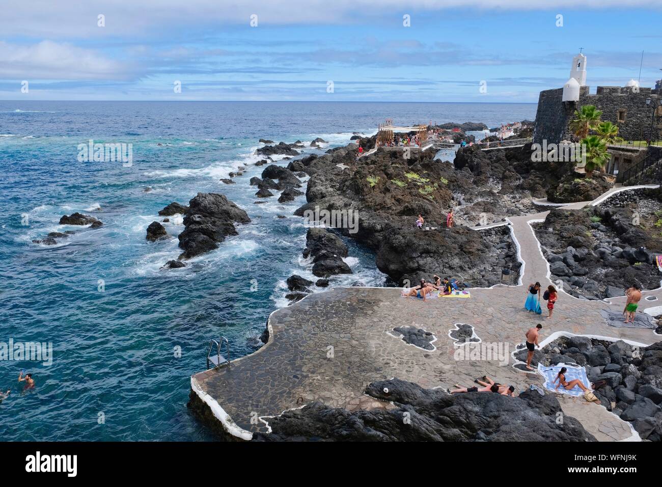 Spain, Canary Islands, Tenerife Island, Garachico, Caleton, pools and ...