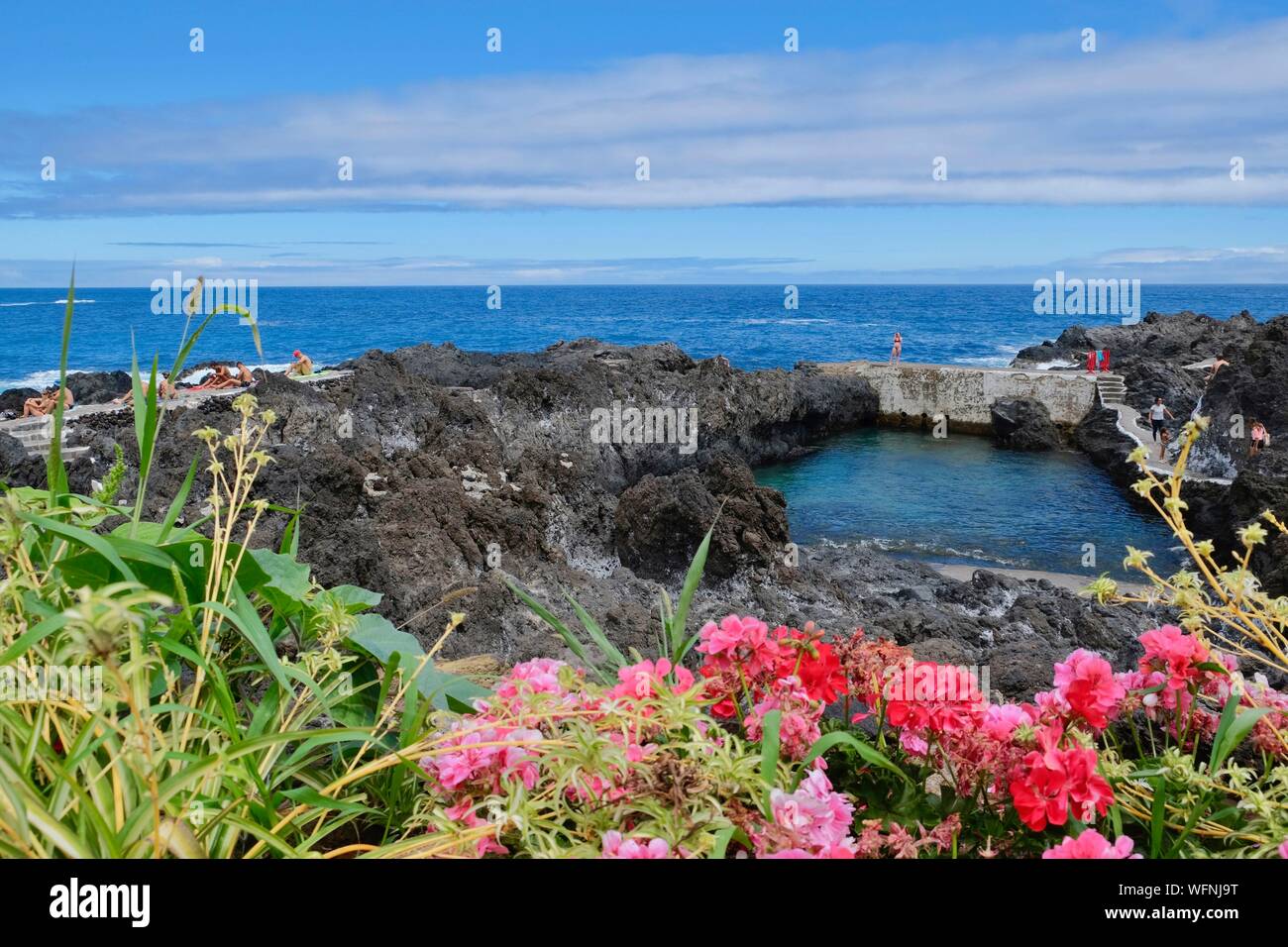 Spain, Canary Islands, Tenerife Island, Garachico, Caleton, pools and ...