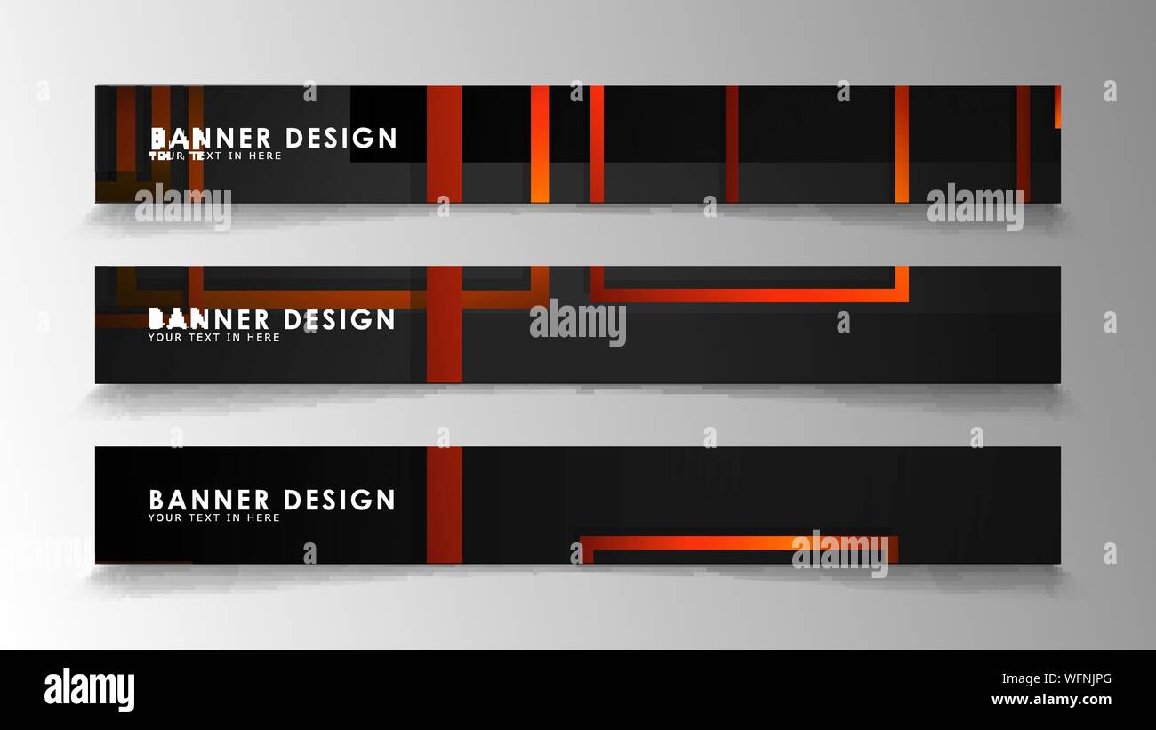 Abstract geometric and rectangular pattern banners with orange ...