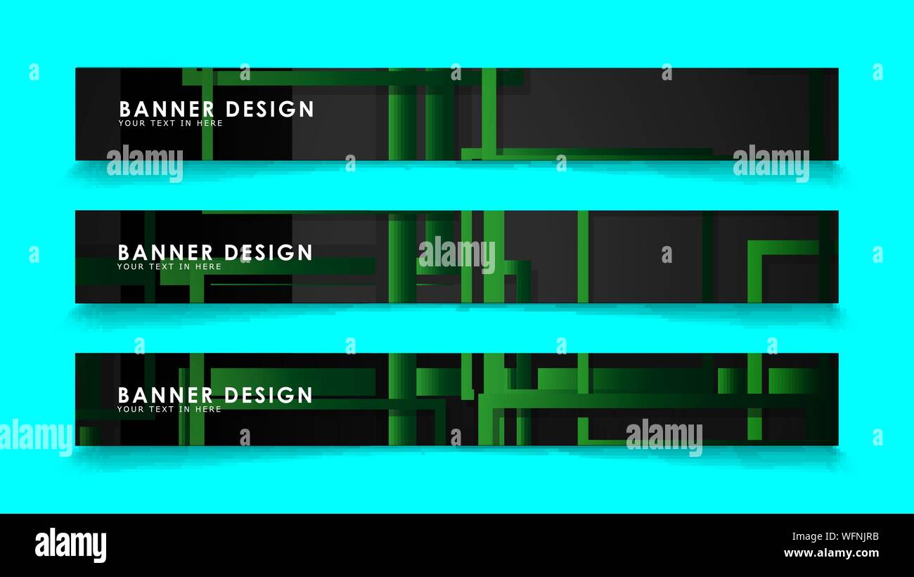 Abstract geometric and rectangular pattern banners with green gradients ...