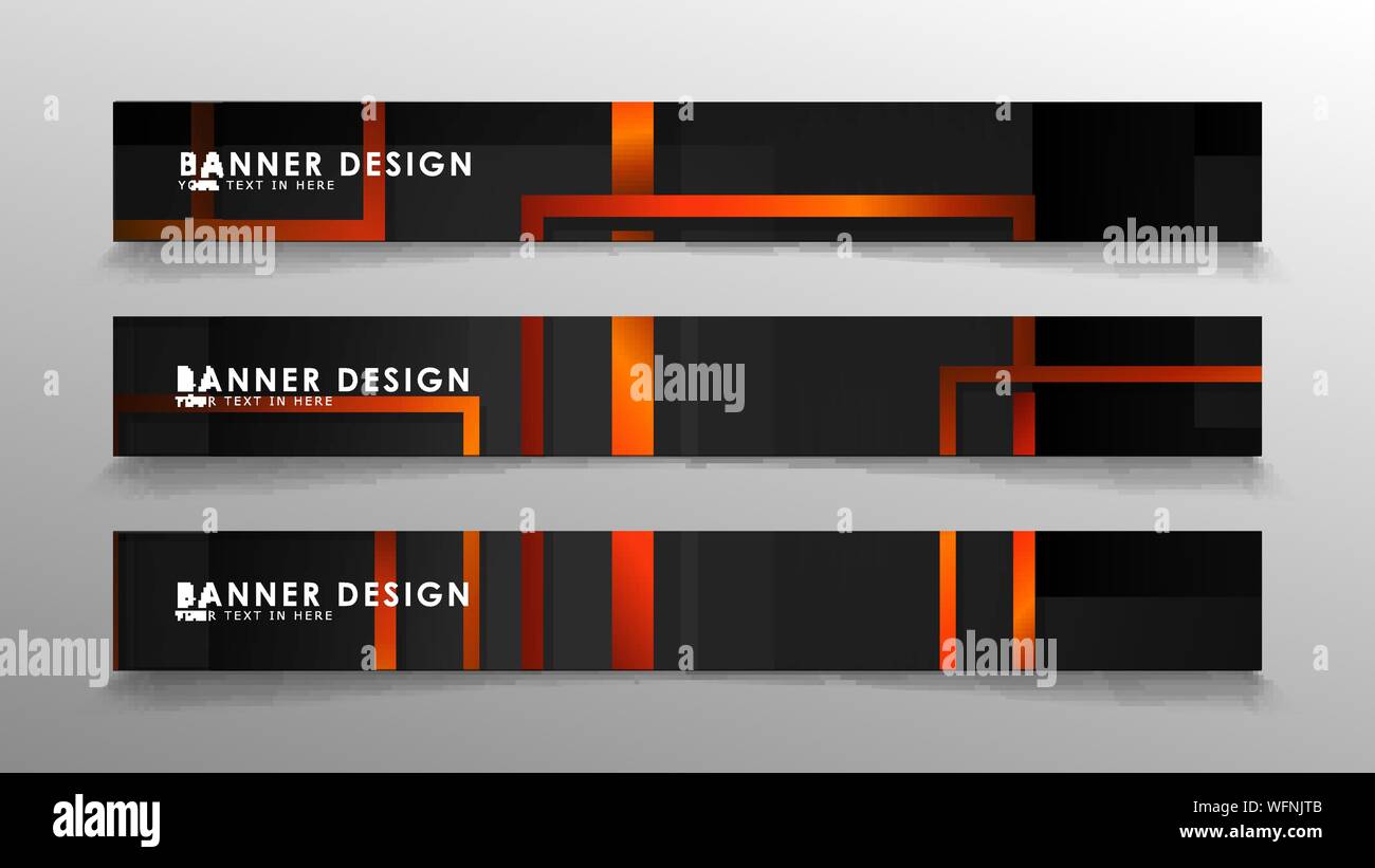 Abstract geometric and rectangular pattern banners with orange ...