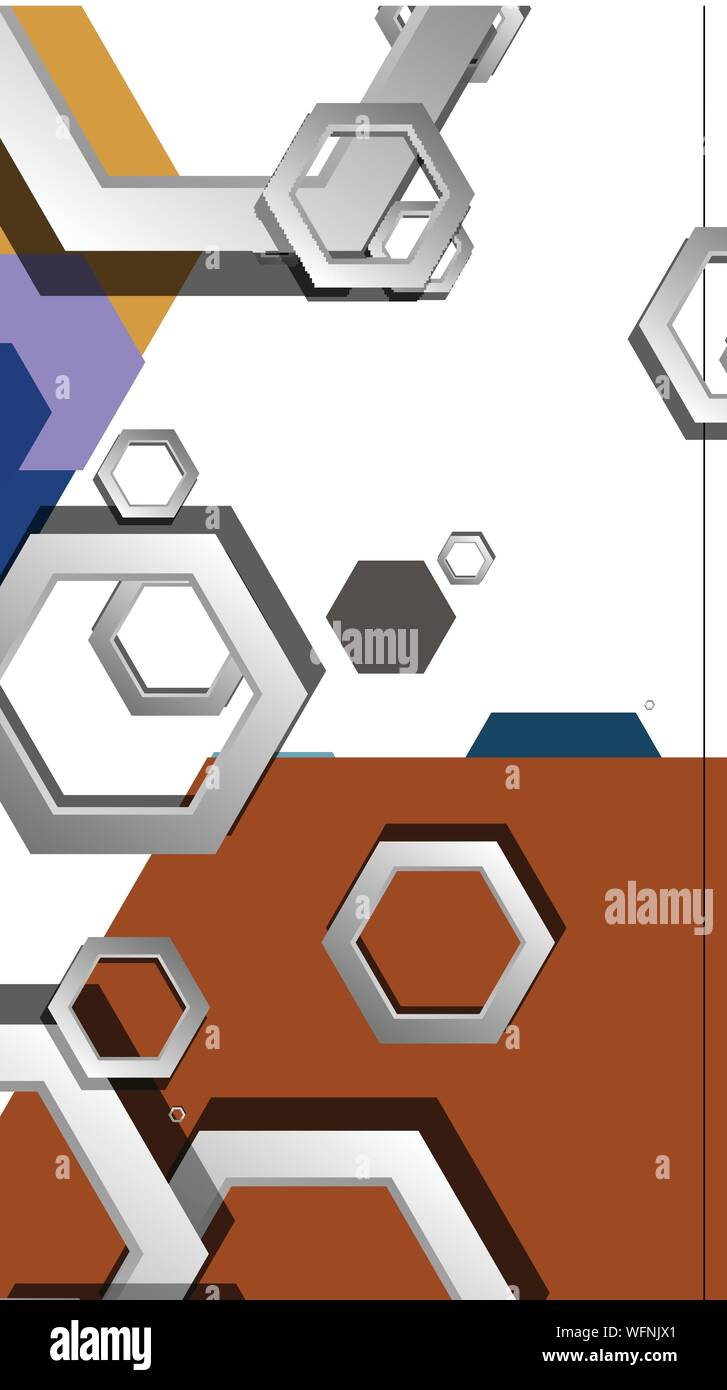 Abstract geometric background with hexagon cold color composition ...